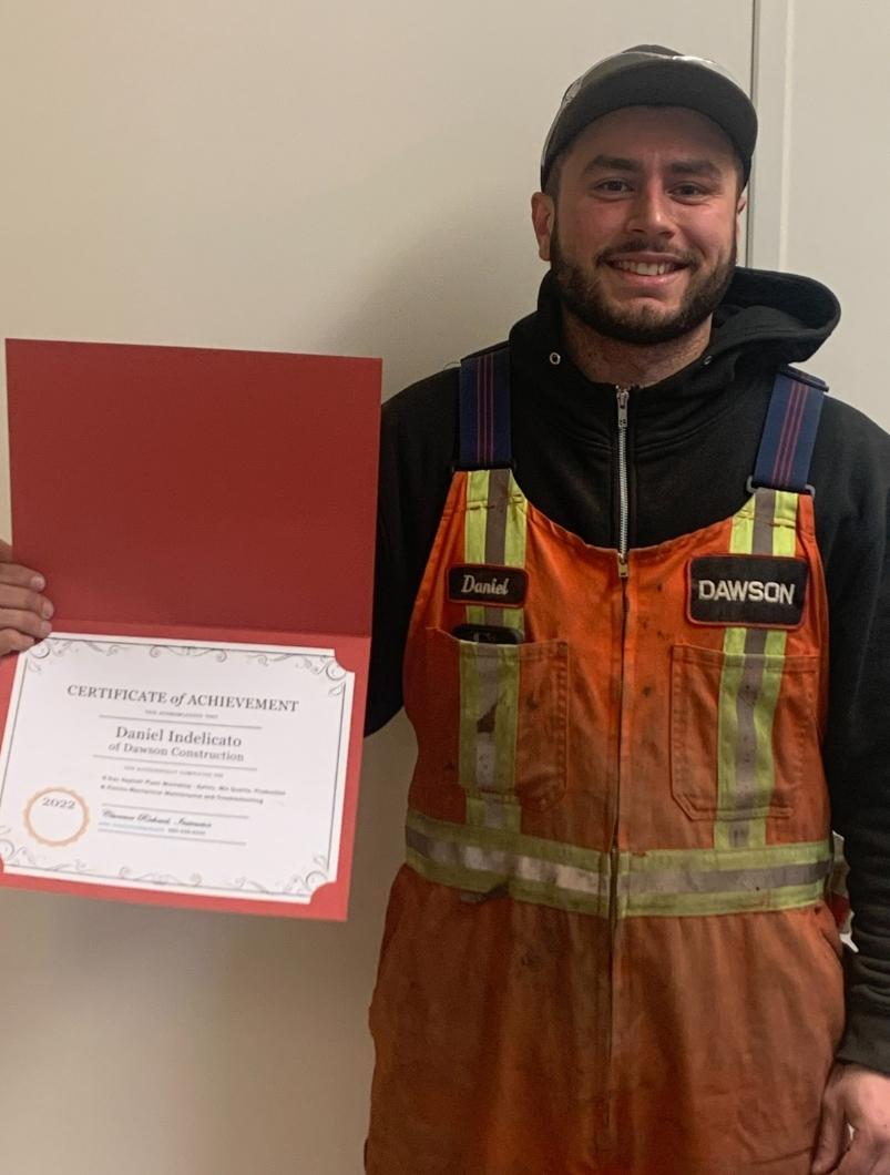 Indelicato earns impactful paving certificate // Dawson Construction